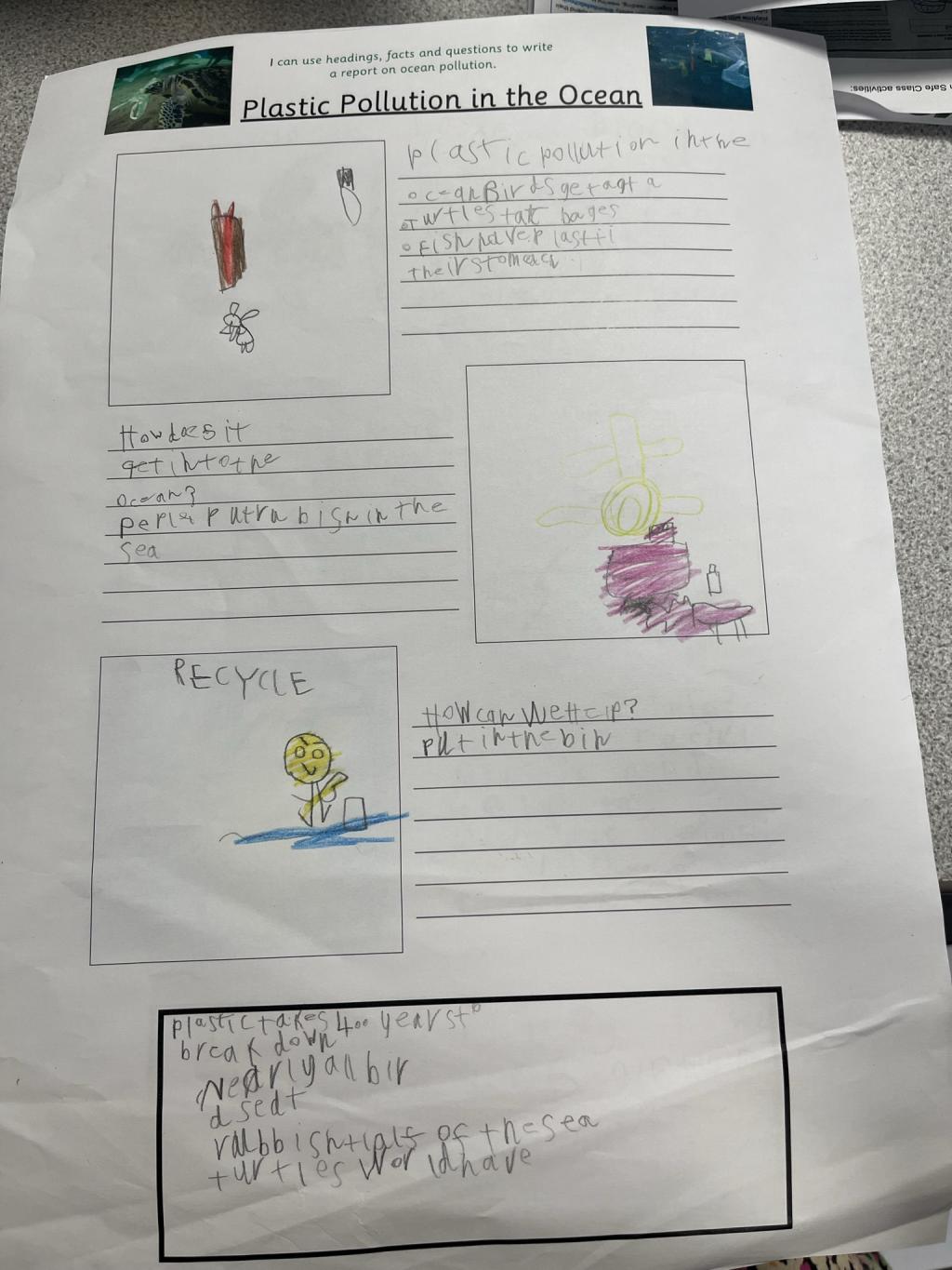 Report Writing on Plastic Pollution | Goldsborough CE Primary School